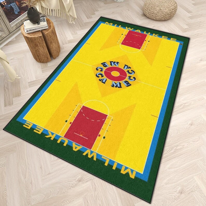Milwaukee Bucks Basketball Court Room Rug - Etsy