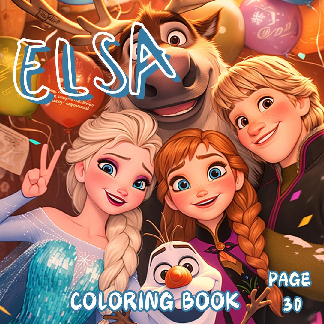 Elsa Coloring Book: 30 Frozen Party Activity Pages (digital Download ...