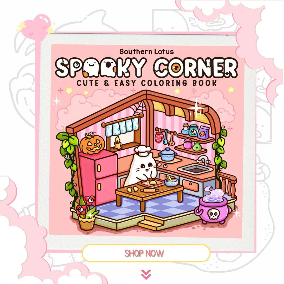 Spooky Corner Coloring Book PDF, 40 Relaxing Painting Sheets, Cozy ...