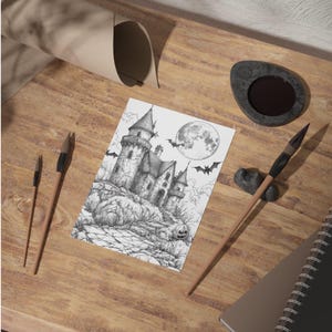 Halloween Coloring Book - 50 Printable Gothic Pumpkin & Witch Pages ...