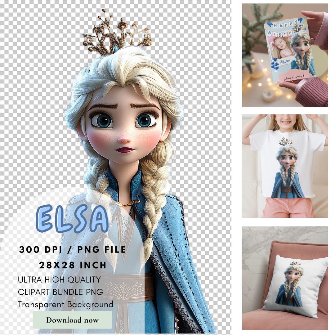 Elsa Clipart - Digital Art for Birthday Party, Instant Download for ...