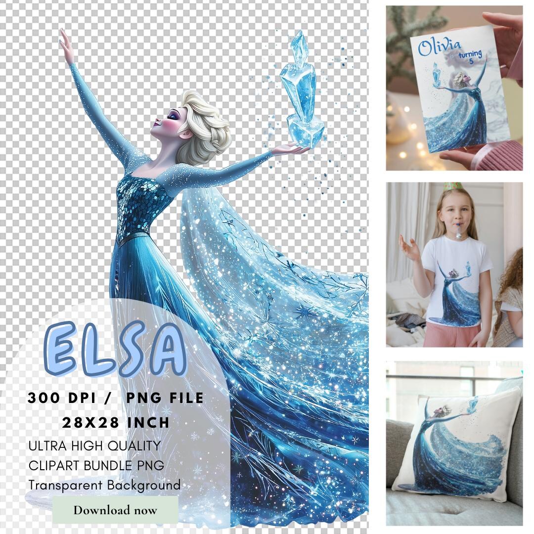 Frozen Clipart, Elsa & Anna PNG, Olaf Digital Art for Birthday Party ...