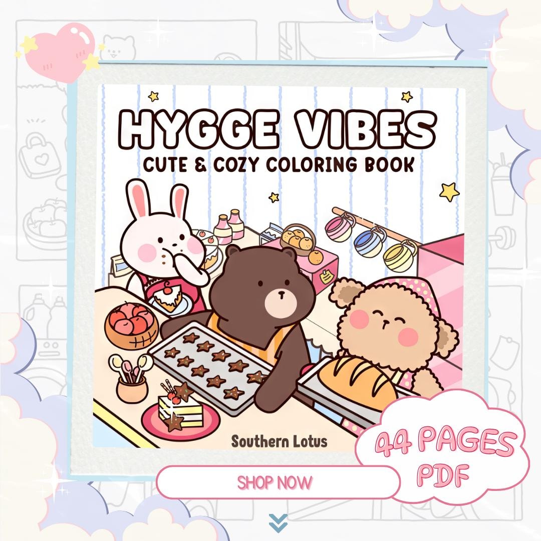 Hygge Vibes Coloring Book PDF, 44 Relaxing Painting Sheets, Cozy and ...