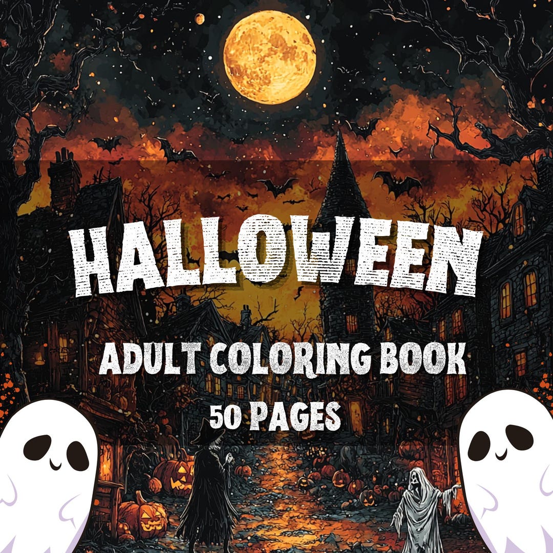 Halloween Coloring Book - 50 Printable Gothic Pumpkin & Witch Pages ...