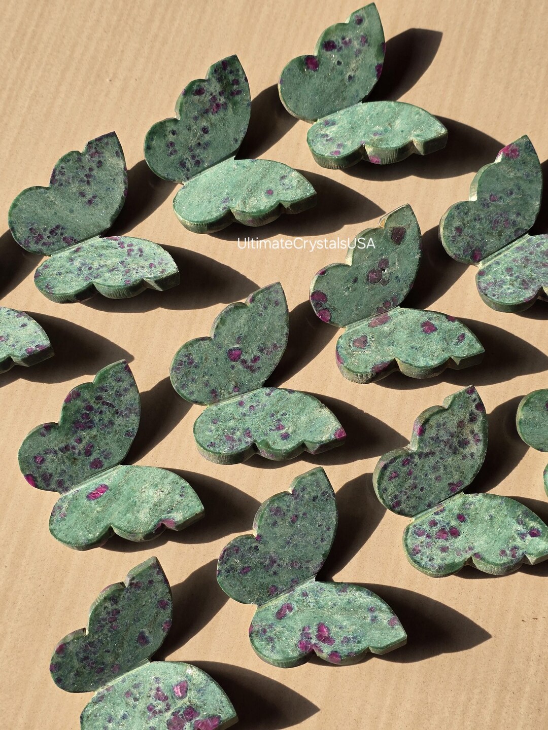 Ruby Fuchsite 3D Butterflies: Ruby Butterfly Carving Crystal Self ...