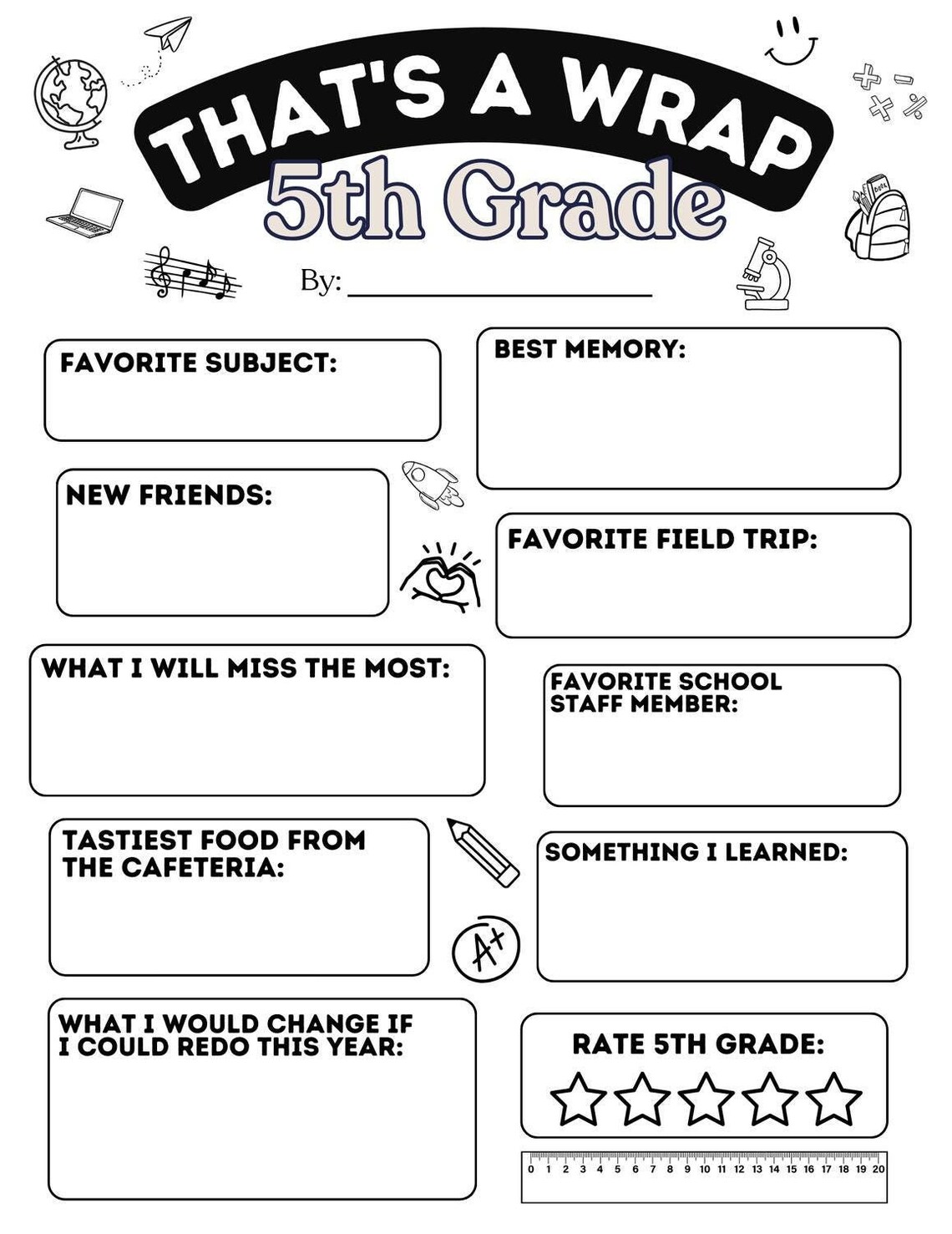 THAT'S A WRAP! End of School Year Questions. Canva to EDIT School Grade ...