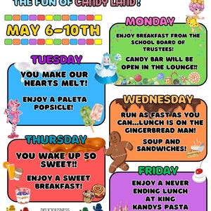 Candy Land Themed Teacher & Staff Appreciation Week Packet Canva ...