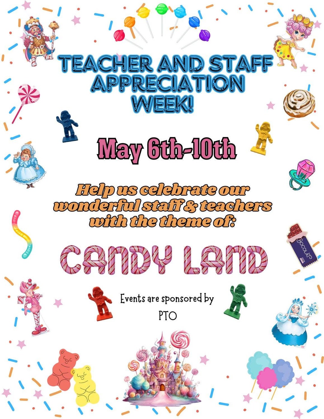 Candy Land Themed Teacher & Staff Appreciation Week Packet Canva ...