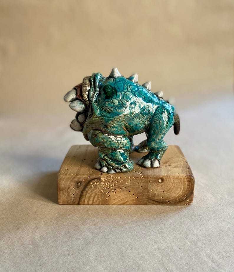 Handmade Ceramic Sculpted Monster| Blue Devourer Sculpture | Ceramic ...