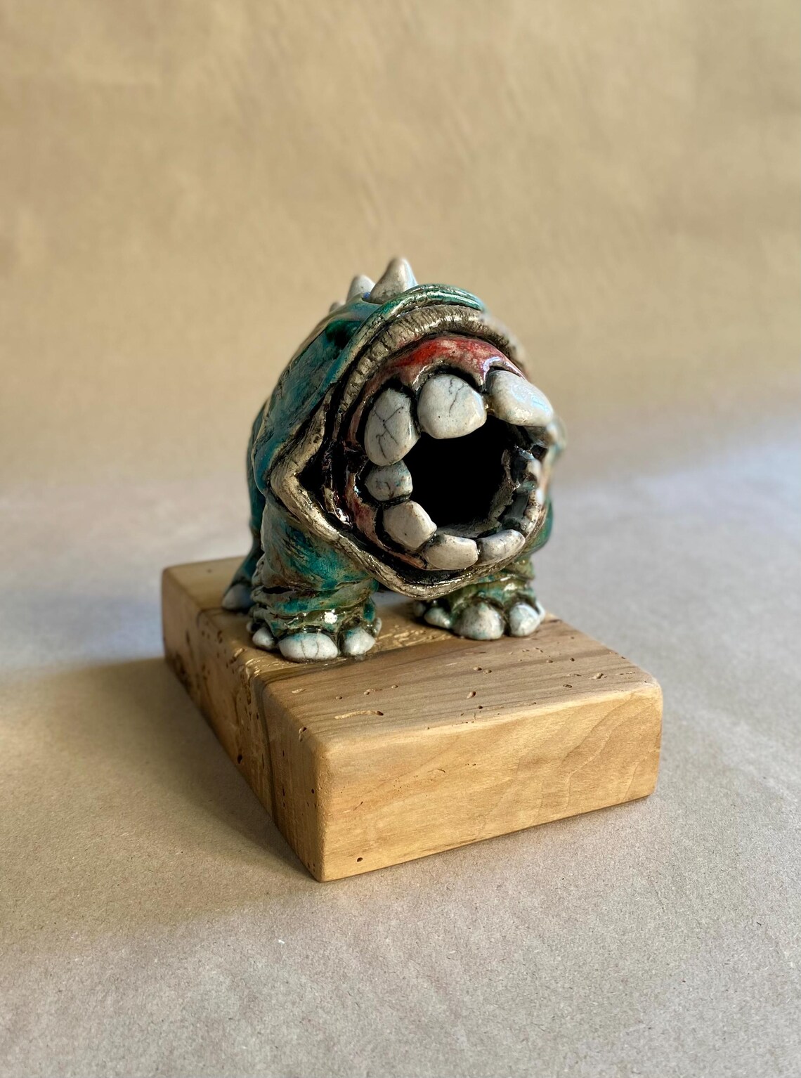 Handmade Ceramic Sculpted Monster| Blue Devourer Sculpture | Ceramic ...