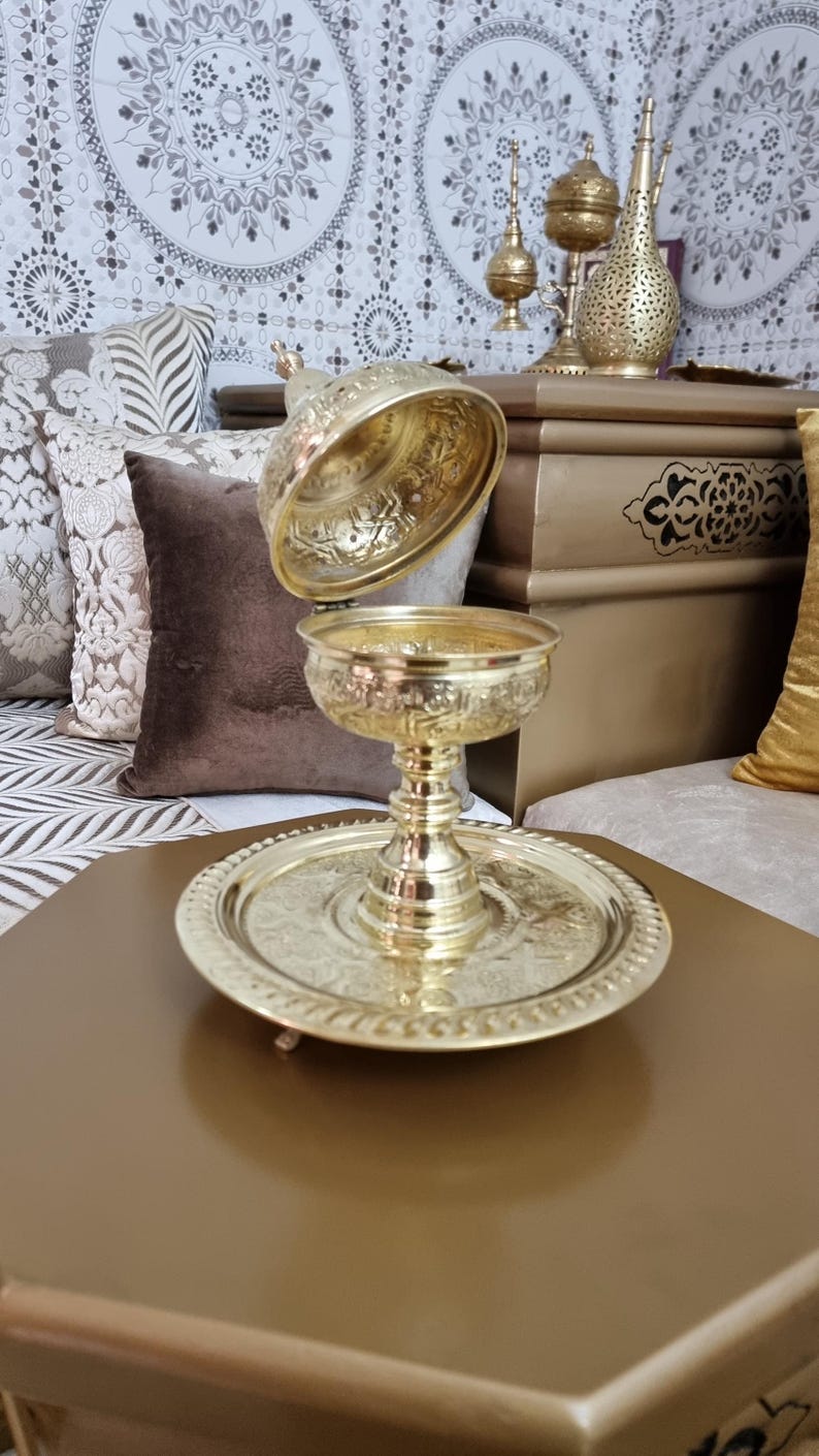 Handmade Moroccan Brass Incense Burner – Traditional Engraved Copper ...