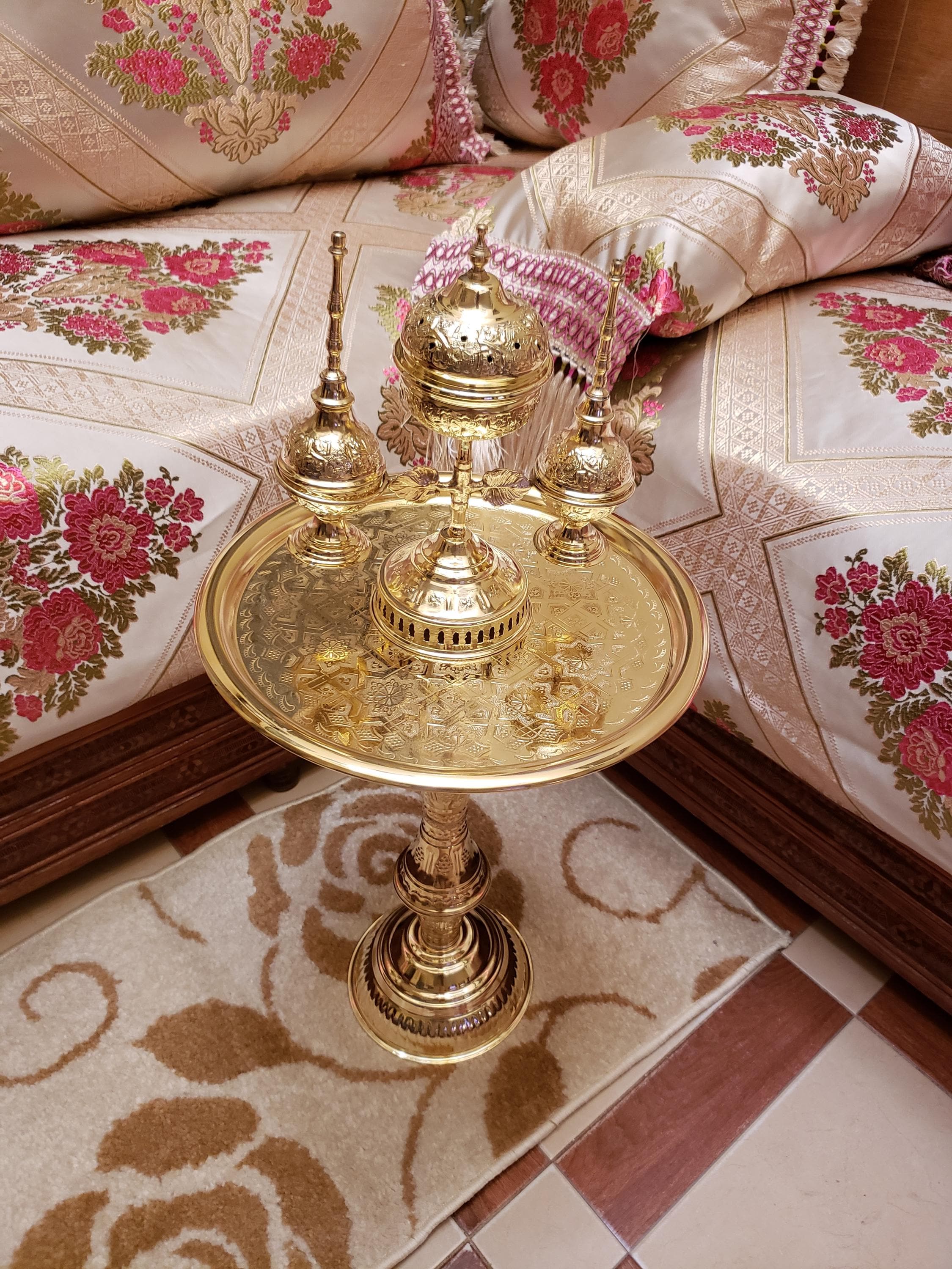 Moroccan Brass Drum With Incense Burner and Perfume Sprayers - Etsy