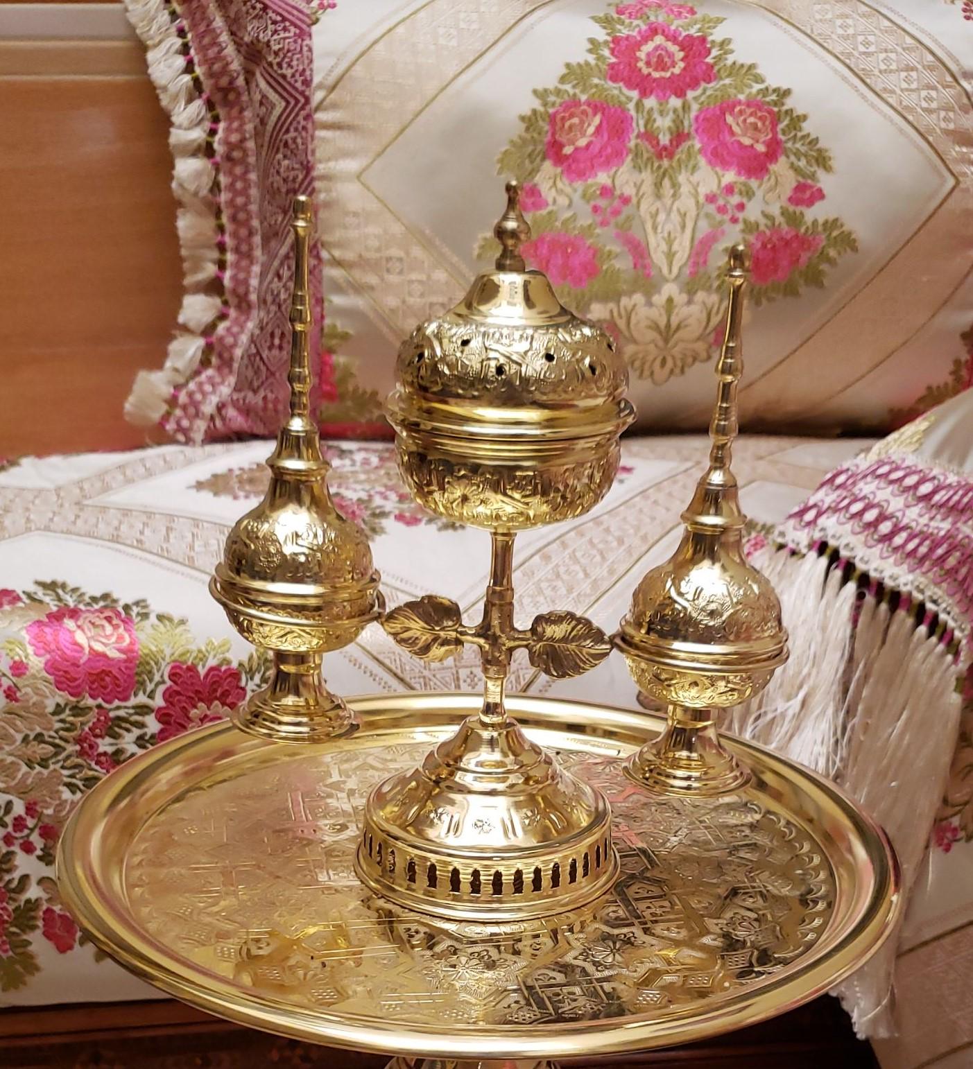 Moroccan Brass Drum With Incense Burner and Perfume Sprayers - Etsy