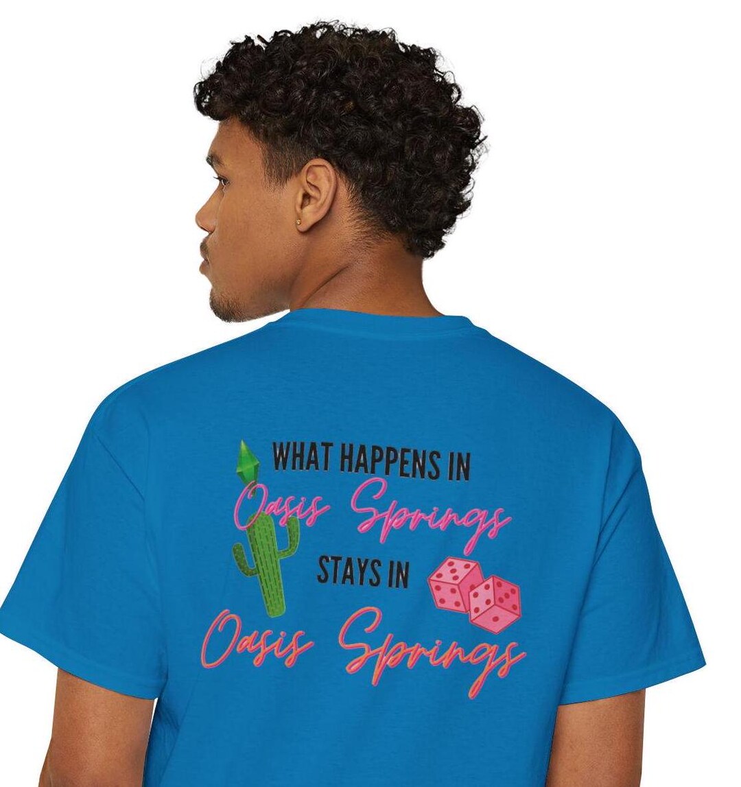 Sims 4 What Happens in Oasis Springs Stays Unisex Heavy Cotton Pocket ...