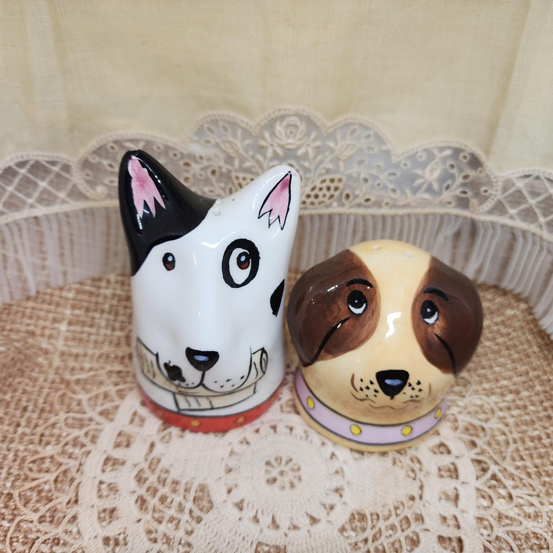 Vintage Candace Reiter Designs Ceramic Salt & Pepper Set Dog Lover Gift ...