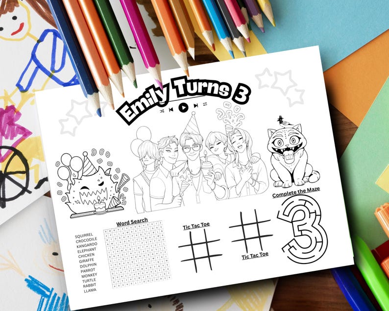 Kpop Demon Hunters Activity Placemat | Printable Huntrix Birthday Party ...