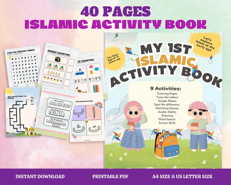 Islamic Activity Book for Kids - Fun Learning Resource - Etsy