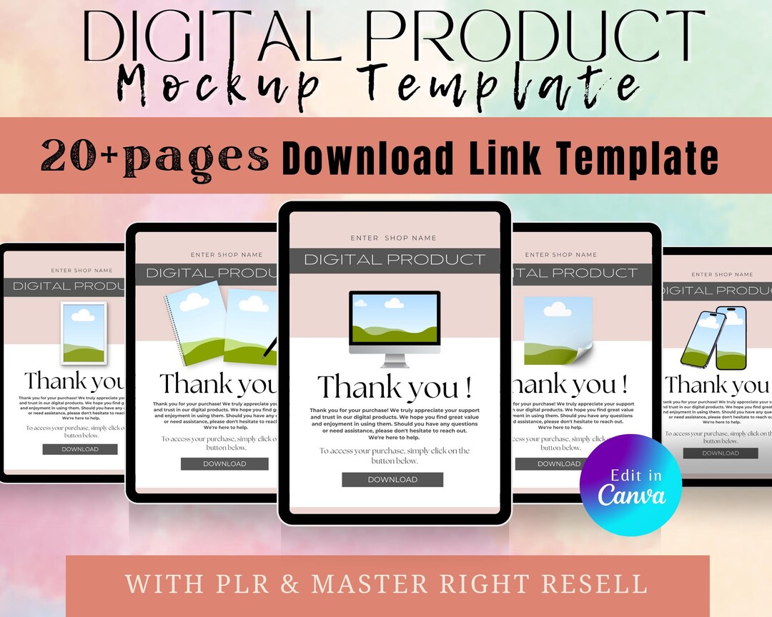 Etsy Mockup for Download Link Thank You Template With PLR and Master ...