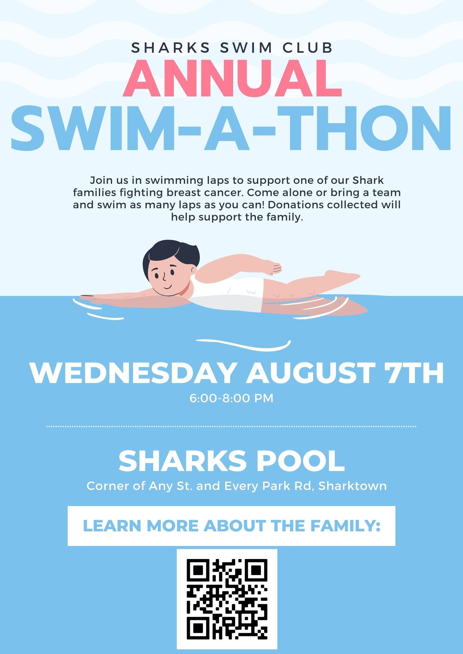 Digital Editable Printable Swim-a-thon Event Flyer Invitation Template ...