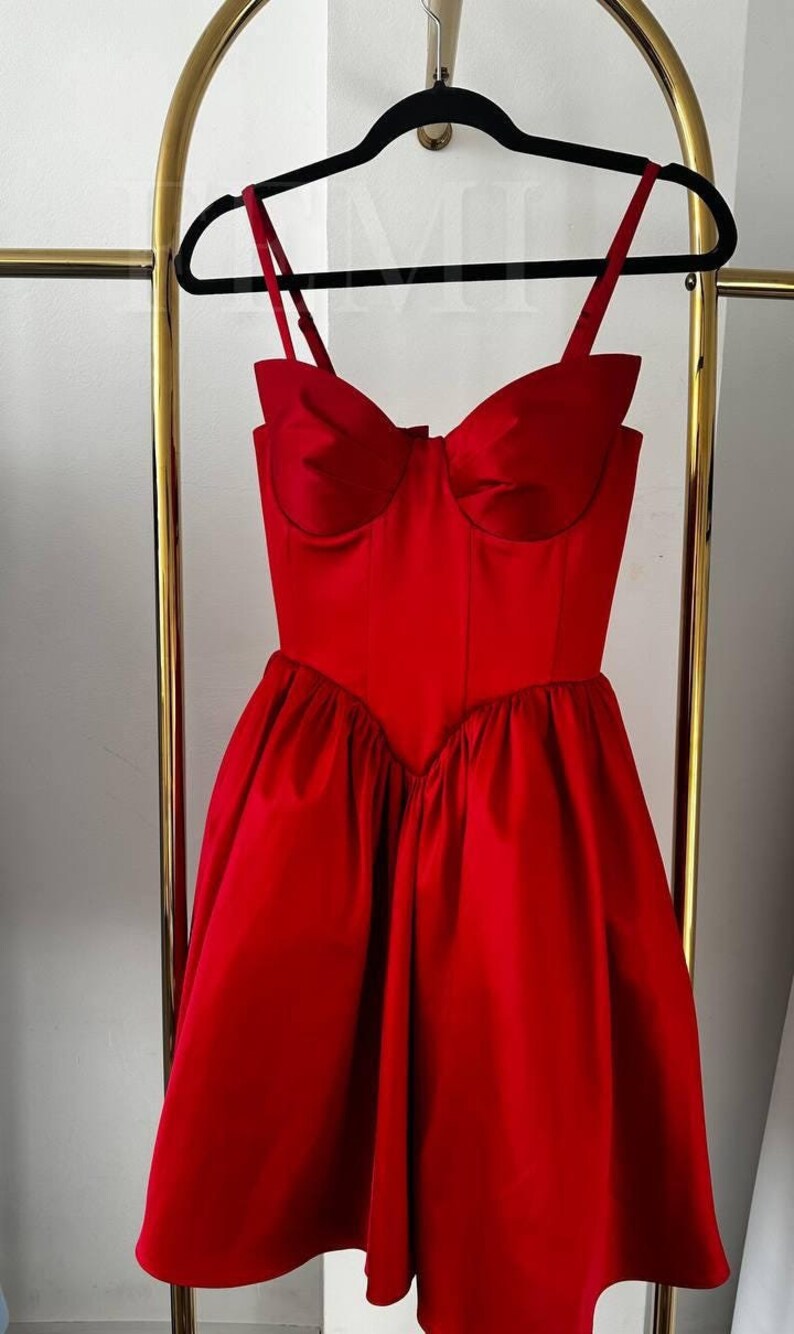 Red Basque Mini Women Dress| Sleeveless Corset Fit and Flare Dress| for ...
