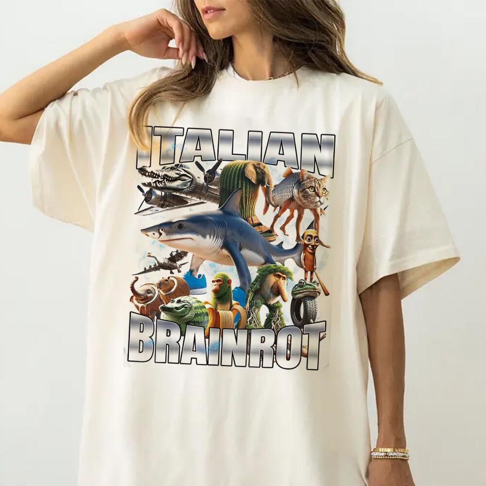 Italian Brainrot Funny Meme T-shirt, Shark Sneaker Dank Memes Tshirt ...