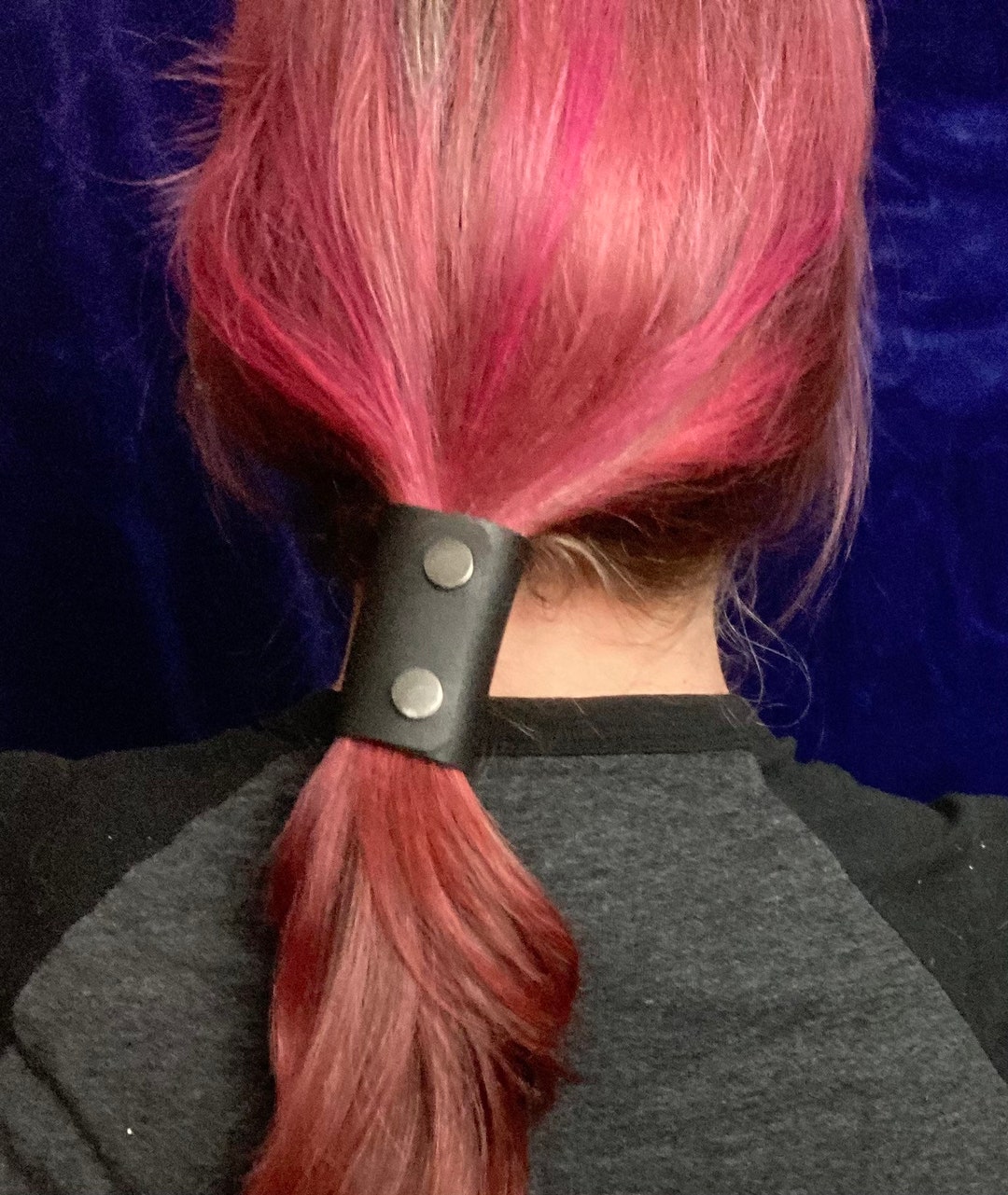 Leather Ponytail Holder Cuff, Snap Hair Tube, Cable Organizer - Etsy