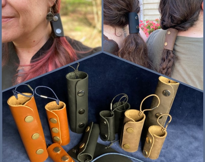 Ponytail Holder Cuff, Cable Organizer, Genuine Leather, Ponytail Cuff ...