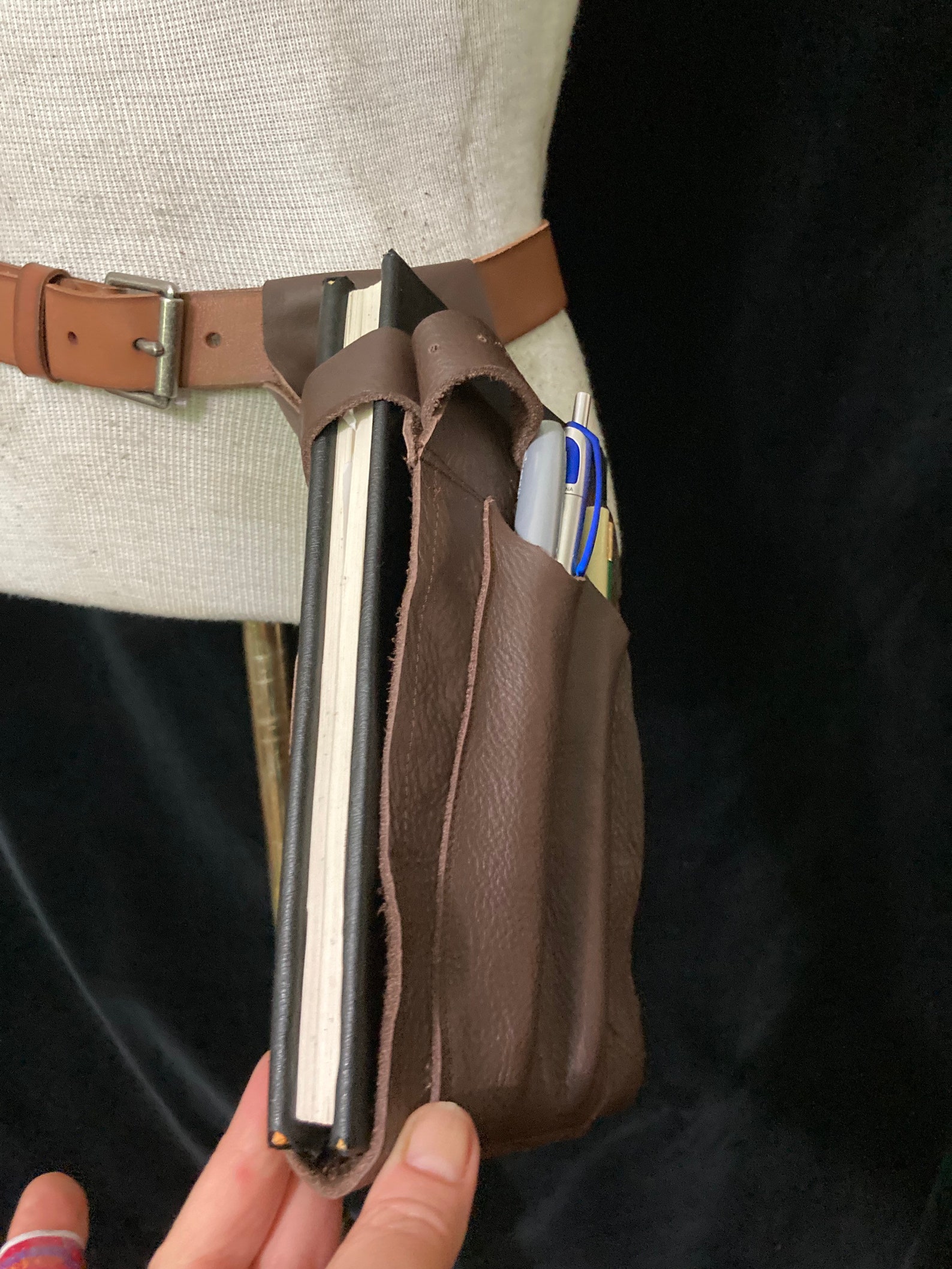 Leather Sketchbook Holster, Pen & Pencil Pocket Holder, Traveler ...