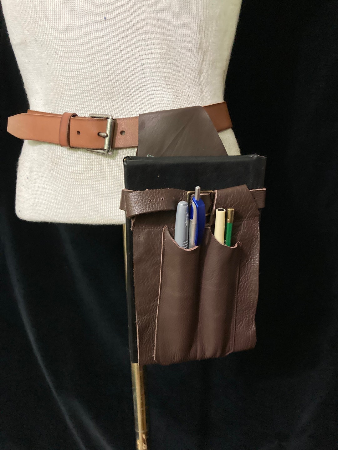 Leather Sketchbook Holster, Pen & Pencil Pocket Holder, Traveler ...