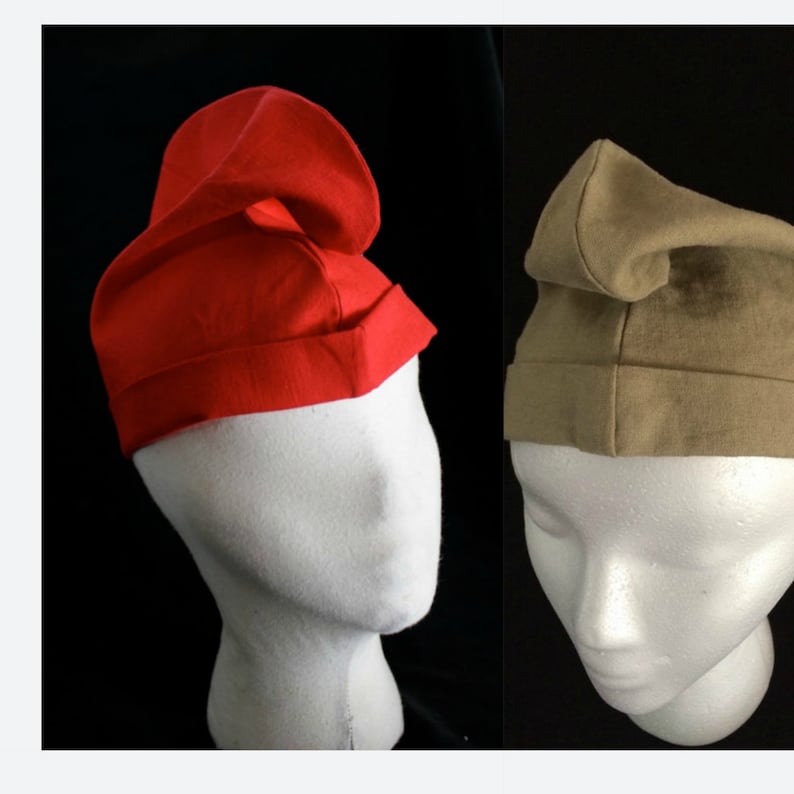 Phrygian Cap French Revolutionary Hat in Red Linen, Olive Green Hemp ...