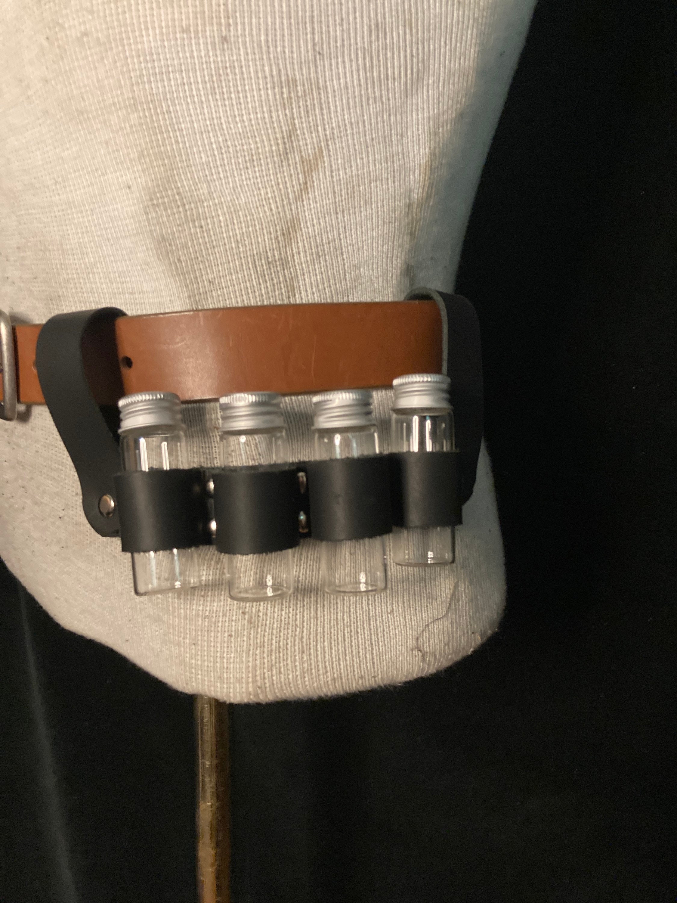 Potion holster Glass vials in a real leather holster, .5 ounce glass ...
