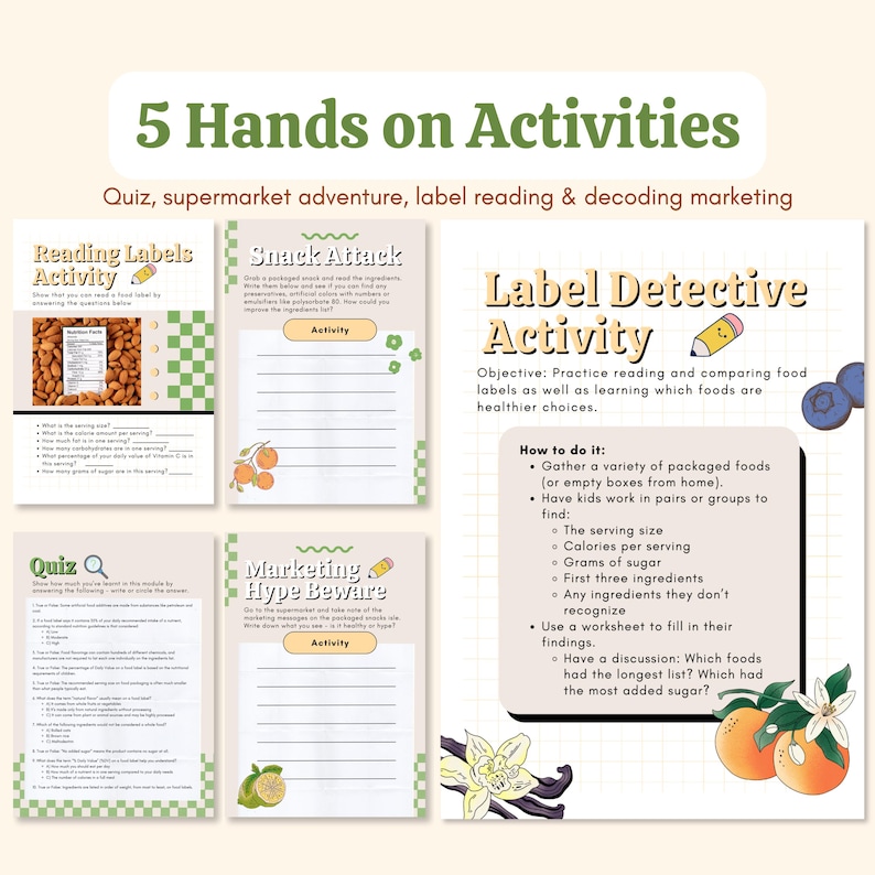 Kids Nutrition Guide: Food Labels & Healthy Eating (printable) - Etsy