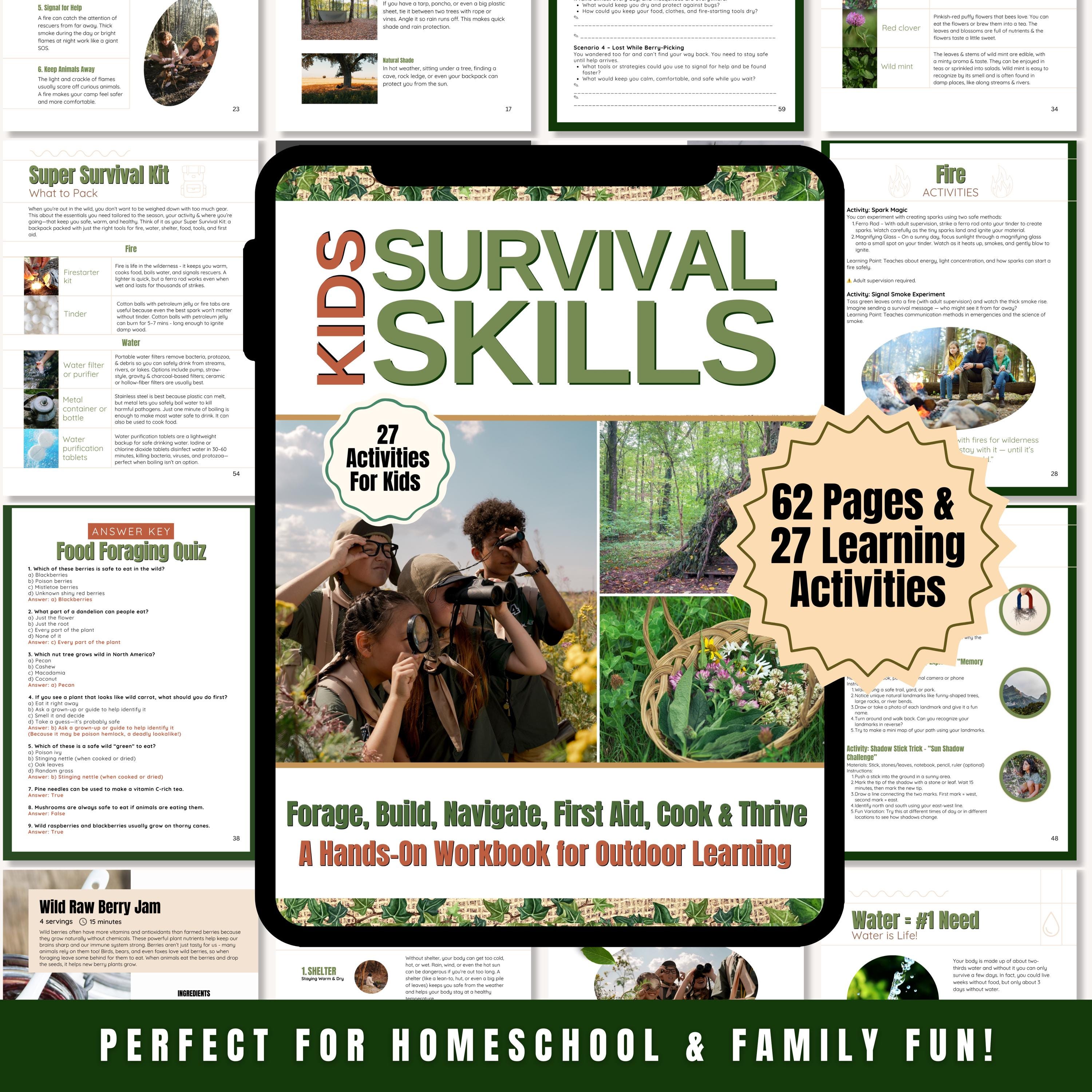 Kids Wilderness Survival Guide: Bushcraft Workbook, Homeschool Nature ...