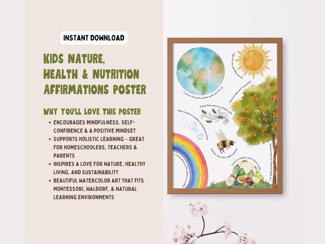 Kids Nature Affirmations Poster: Montessori Waldorf Classroom Art ...