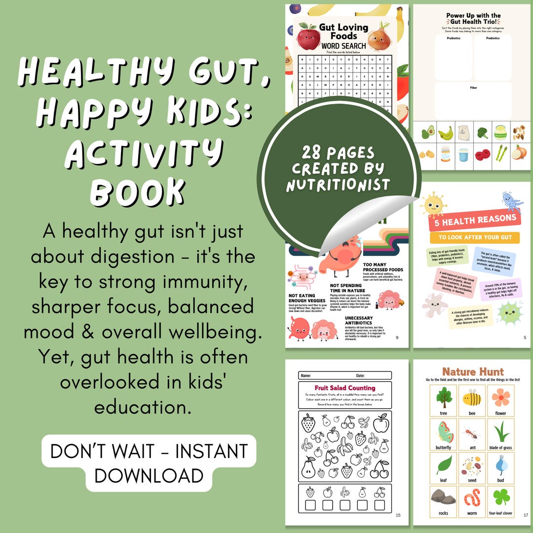 Kids Gut Health Activity Book: Homeschool Nutrition Guide (digital ...
