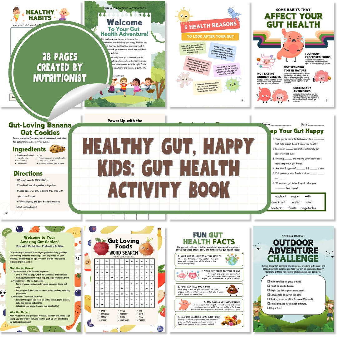 Gut Health Activity Book | Fun Kids Nutrition Workbook | Printable Gut ...