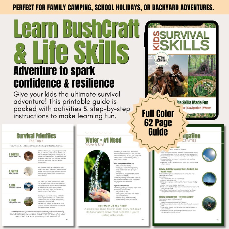 Kids Wilderness Survival Guide: Bushcraft Workbook, Homeschool Nature ...