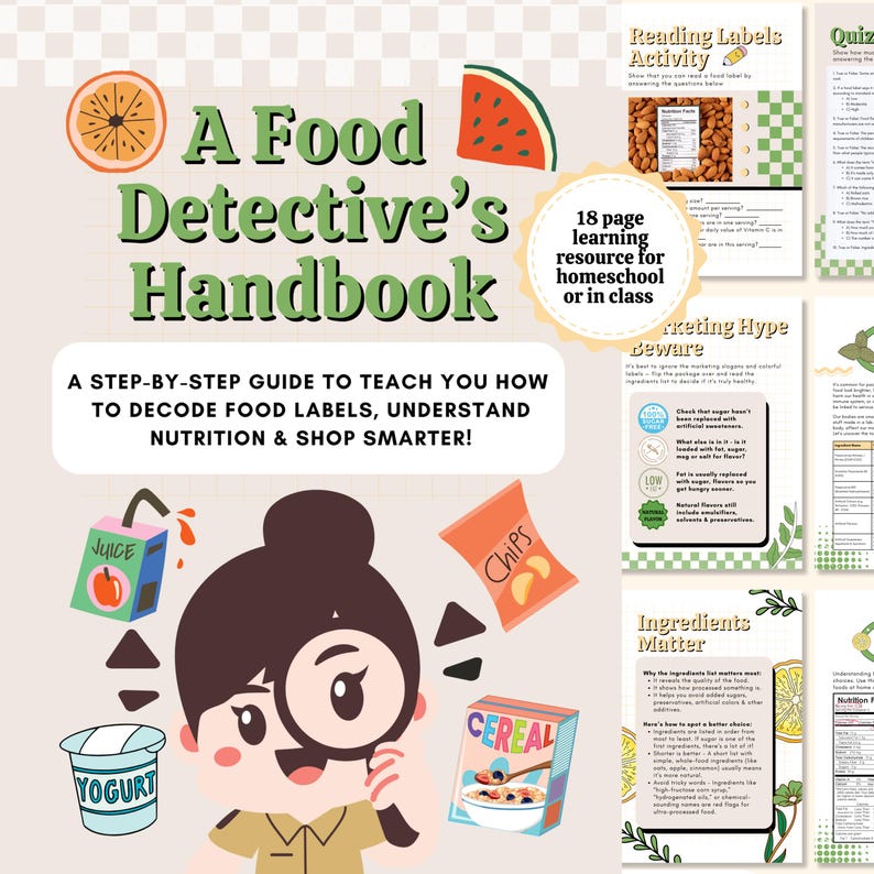 Kids Nutrition Guide: Food Labels & Healthy Eating (printable) - Etsy