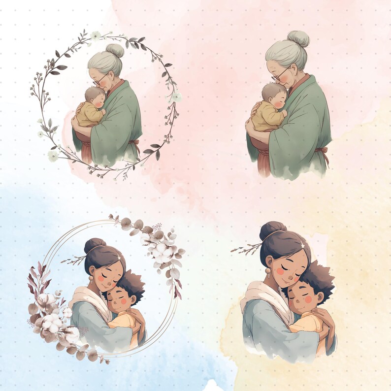 Printable Mother's Day Clipart | Mother and Child Digital Watercolor ...