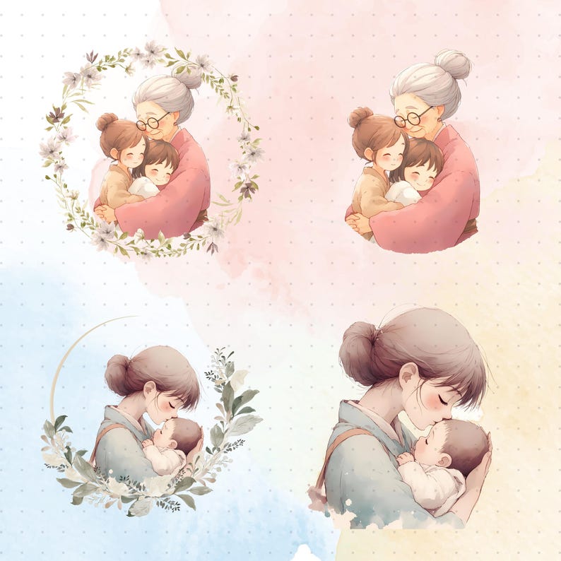 Printable Mother's Day Clipart | Mother and Child Digital Watercolor ...