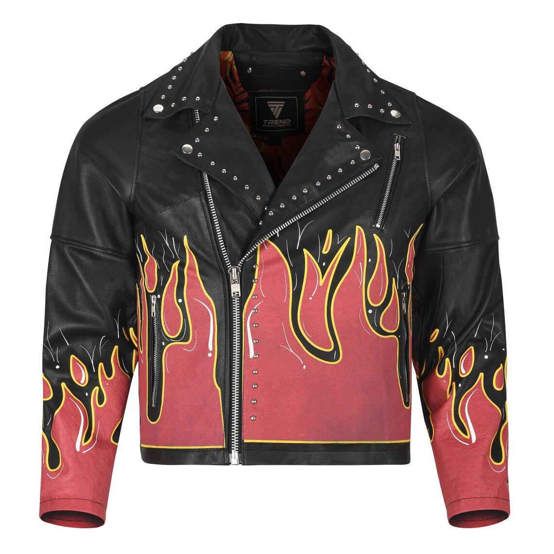 Flaming Hot Black Leather Jacket Punk Rock Style - Etsy