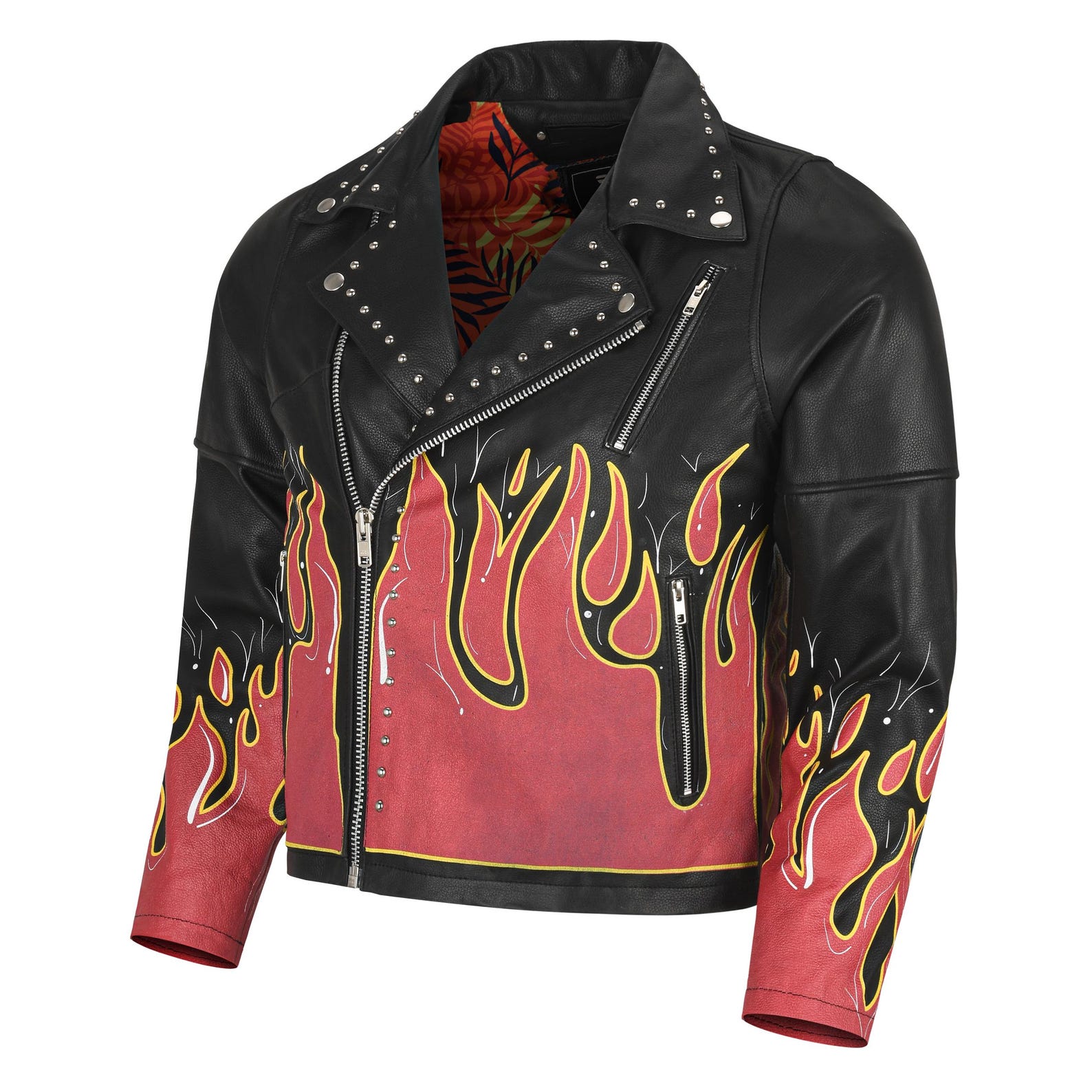 Flaming Hot Black Leather Jacket Punk Rock Style - Etsy