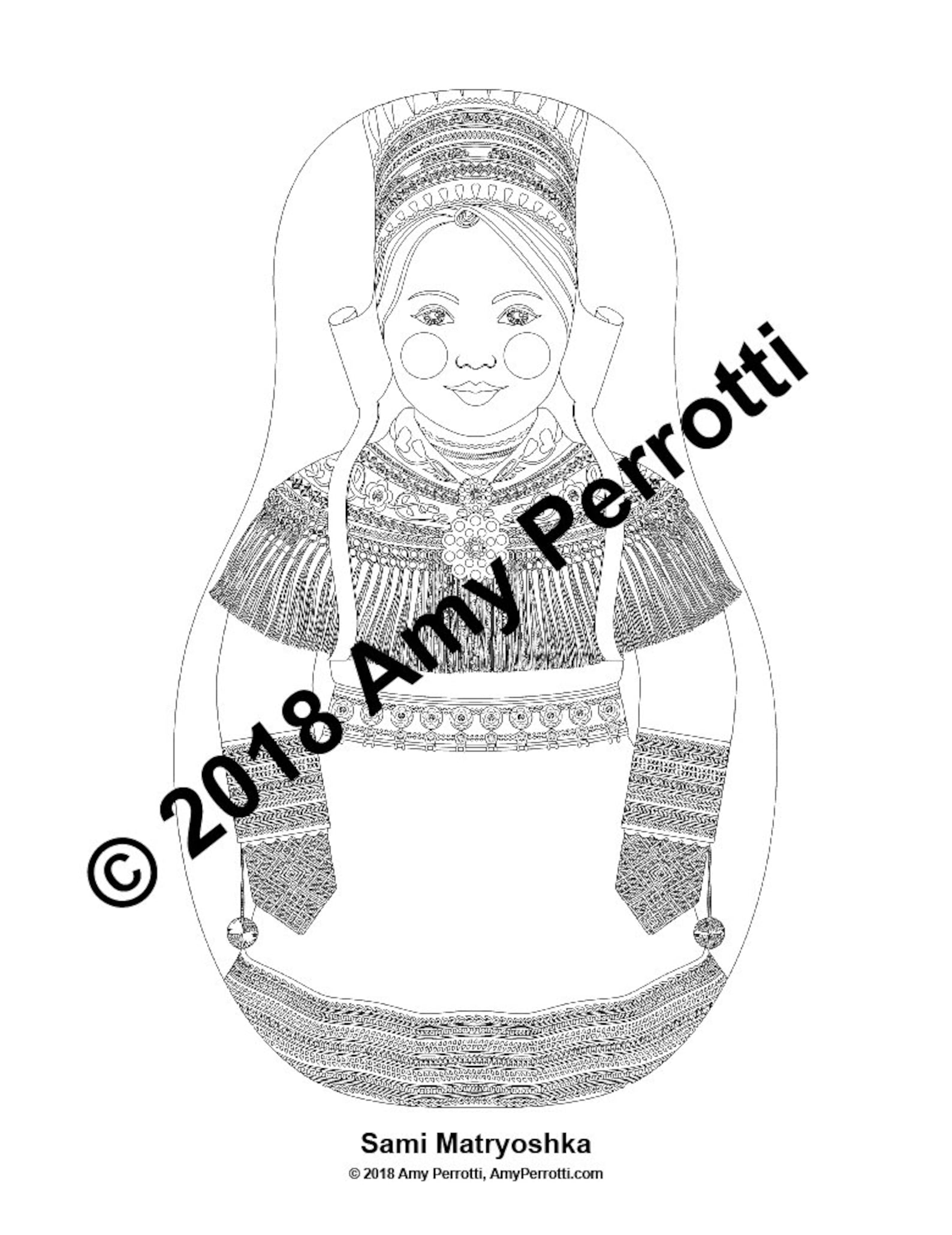 Sami Coloring Sheet Printable File, Traditional Folk Dress, Matryoshka ...
