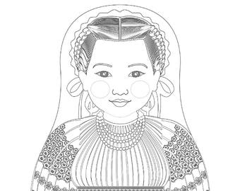 Croatian Lika Coloring Sheet Printable File Traditional Folk | Etsy