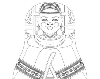 South African Xhosa Coloring Sheet Printable File | Etsy