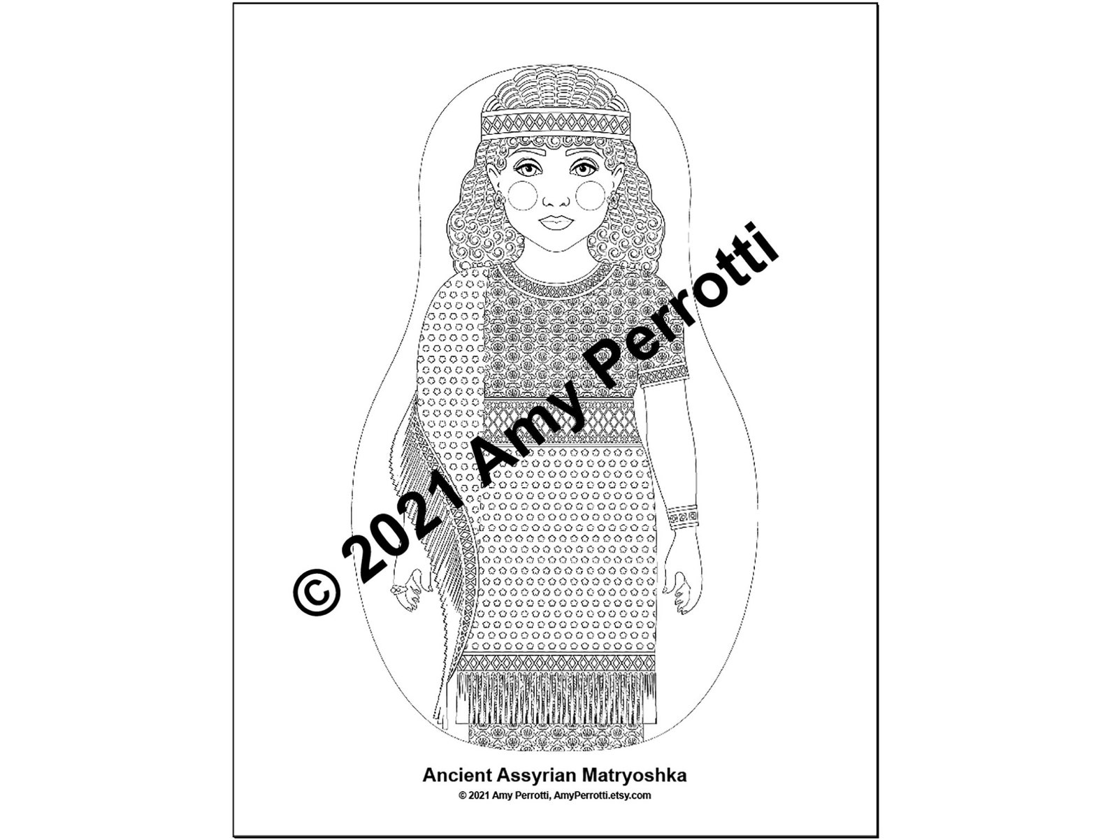 Ancient Assyrian Coloring Sheet Printable File Traditional | Etsy
