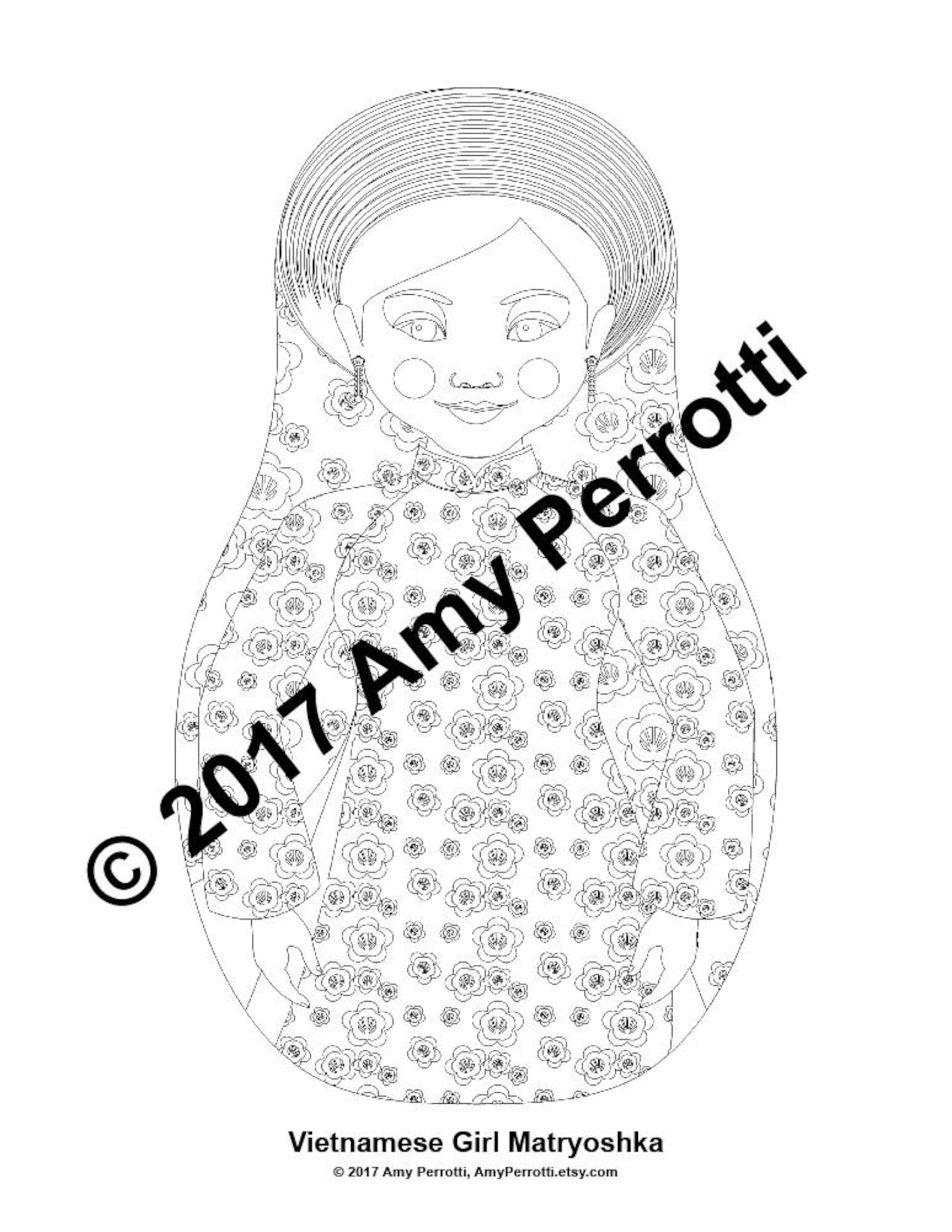 Vietnamese Coloring Sheet Printable File, Traditional Folk Dress ...