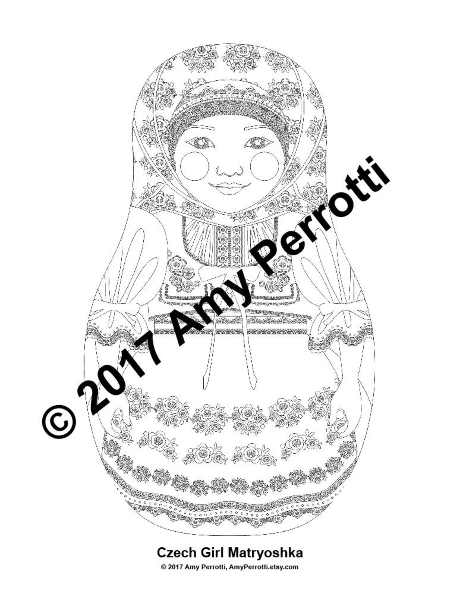 Czech Coloring Sheet Printable File Traditional Folk Dress - Etsy