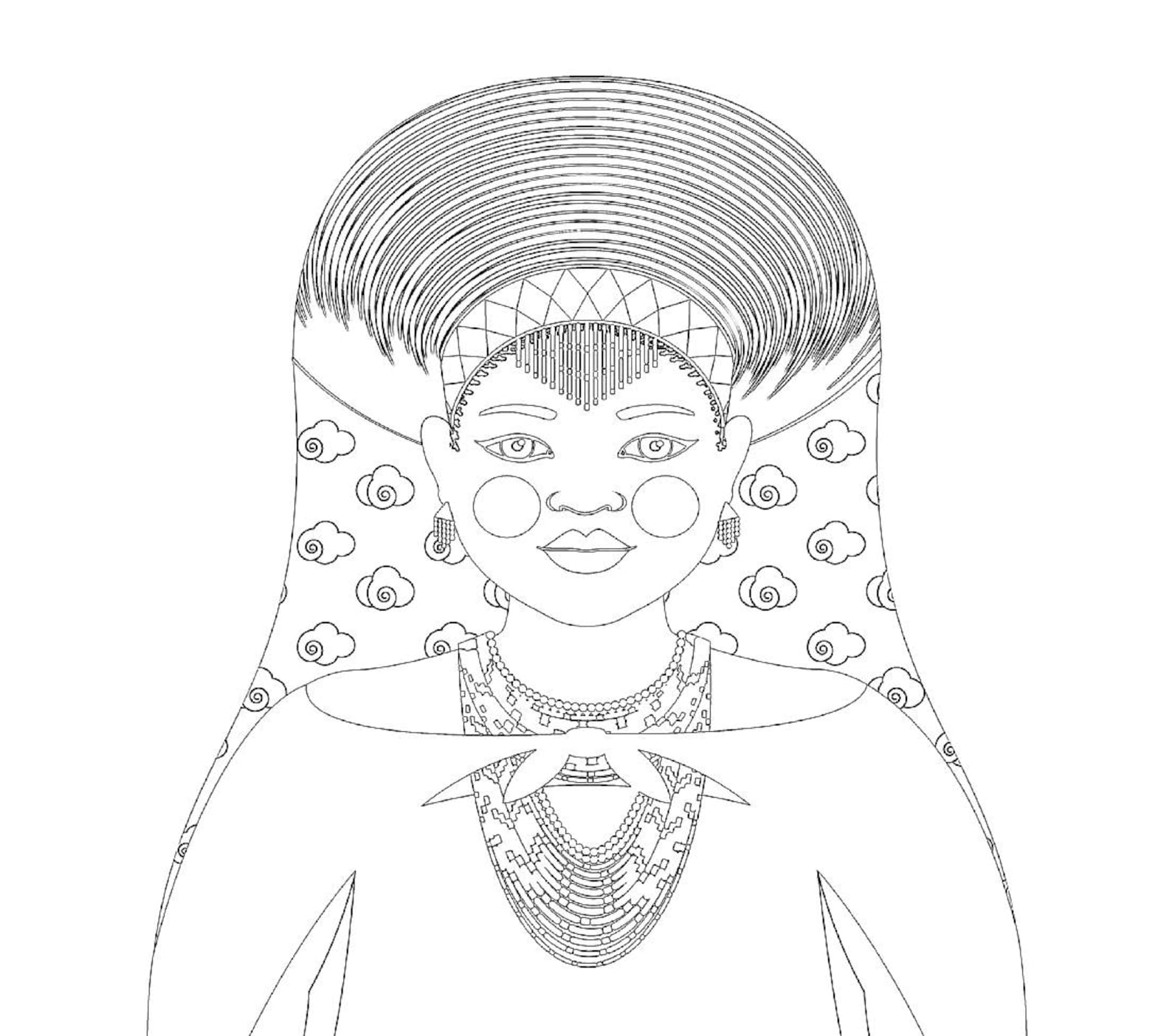 South African Zulu Coloring Sheet Printable File Traditional - Etsy