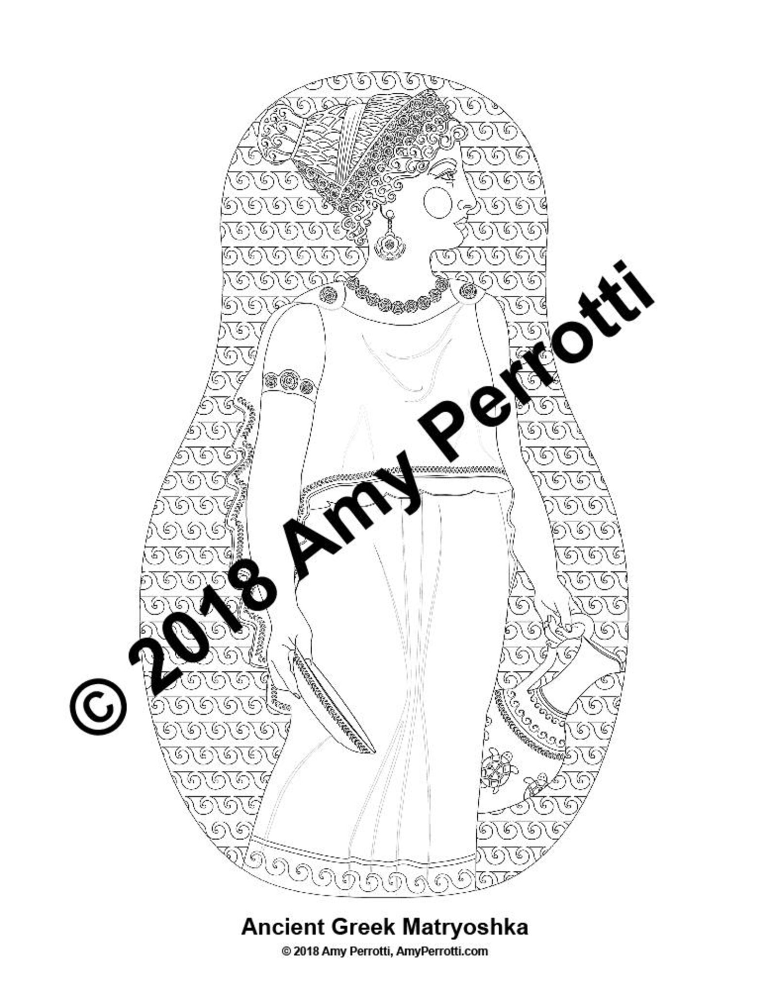 Ancient Greek Coloring Sheet Printable File, Traditional Folk Dress ...